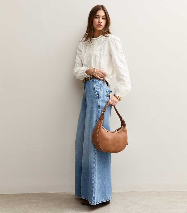 White Lace Trimmed Pintuck Victorian Lace Blouse | New Look