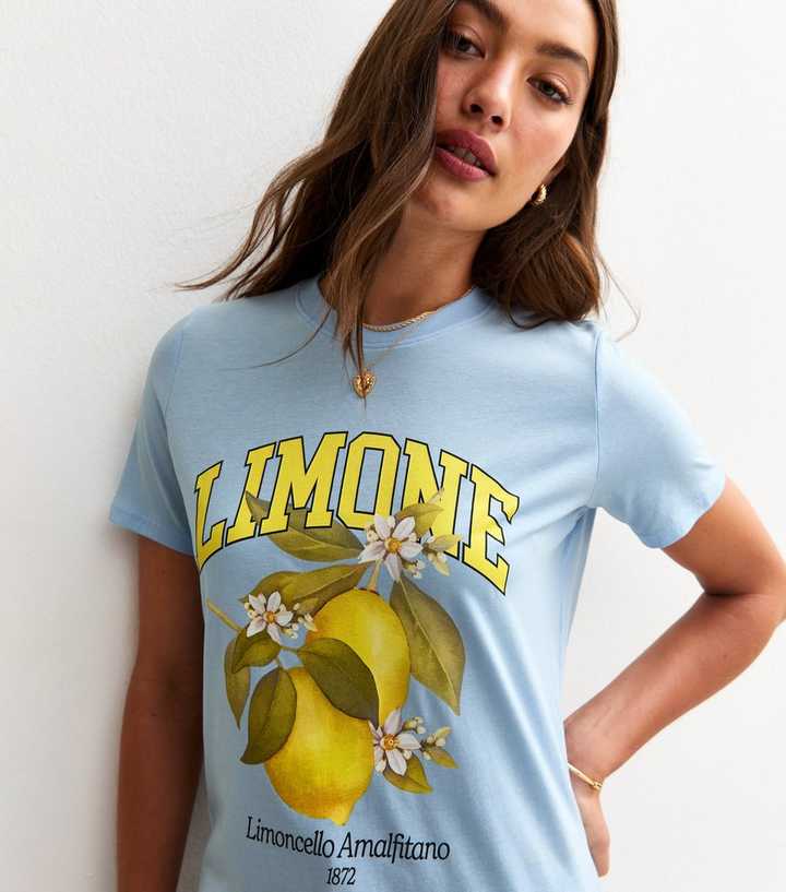Blue Lemon Print T-Shirt | New Look