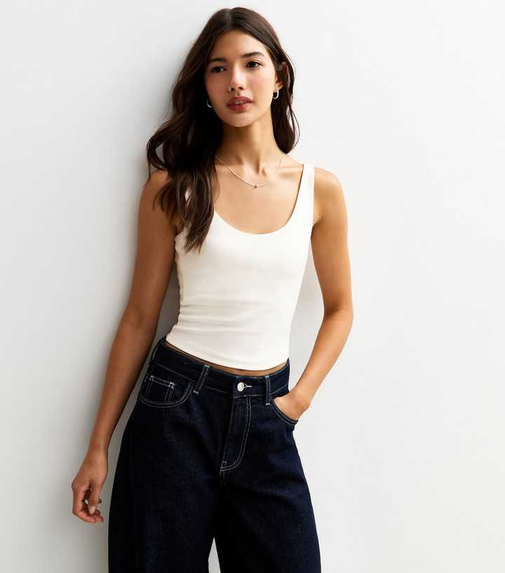 Cream Scoop Neck Cropped Vest Top | New Look