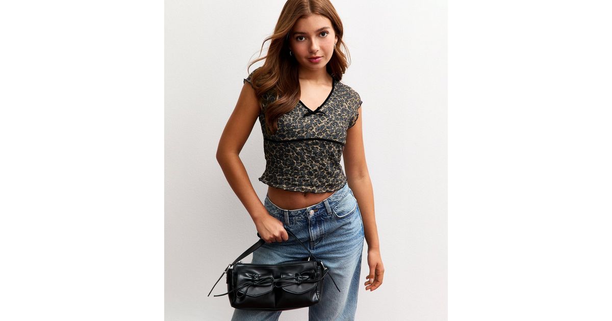 Girls Brown Leopard Print Lace Top | New Look