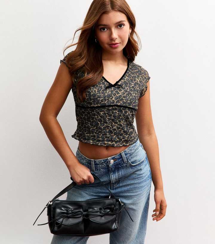Girls Brown Leopard Print Lace Top | New Look