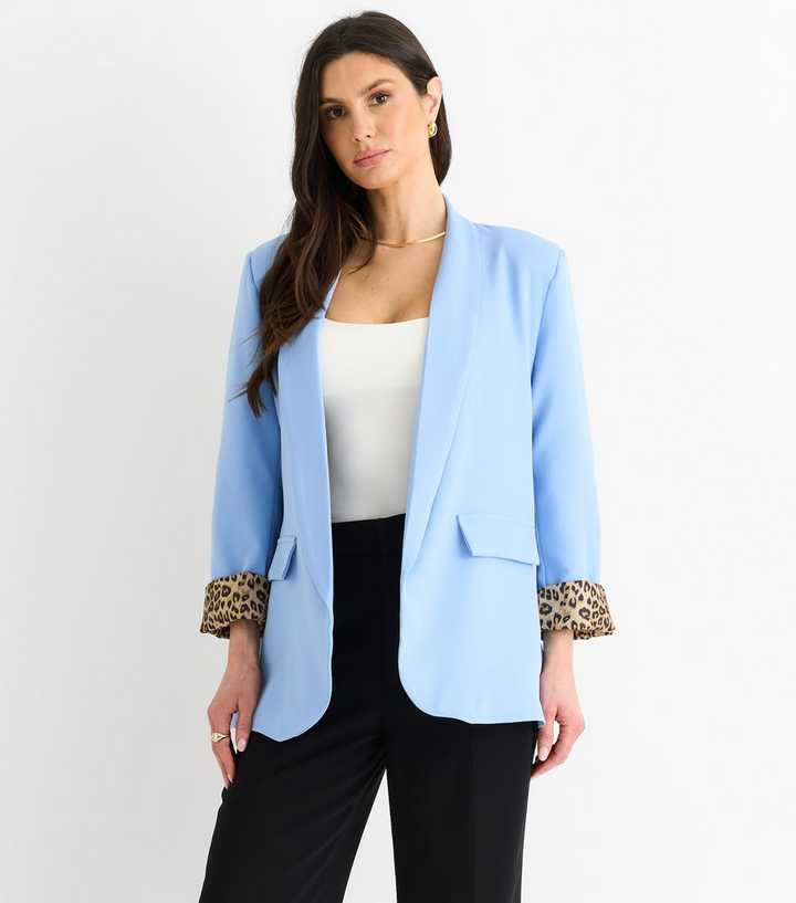 Gini London Blue Contrast Trim Blazer | New Look