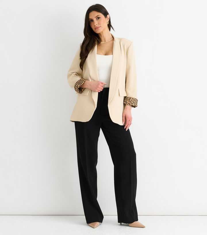 Gini London Oatmeal Contrast Trim Blazer | New Look