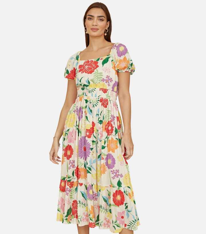 Yumi Multicolour Floral Print Midi Dress | New Look