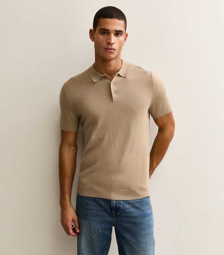 Tan Regular Knit Polo Shirt | New Look