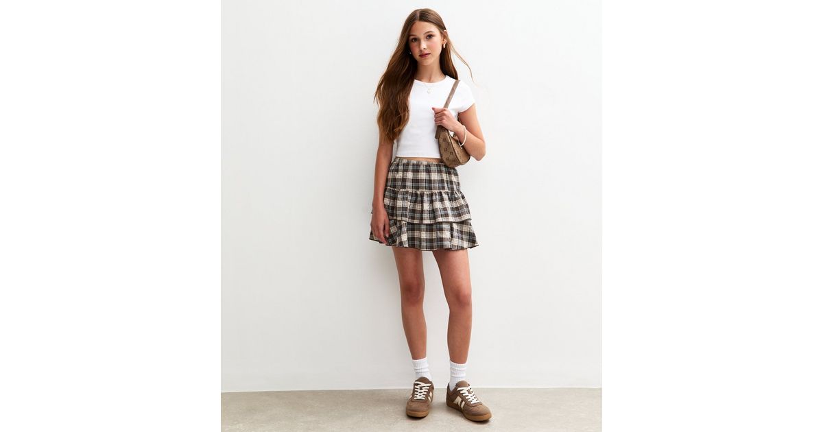 Girls Brown Check Print Rara Skort | New Look