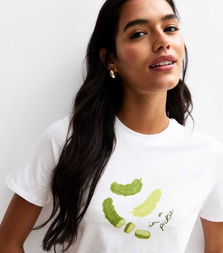 White Pickle Print Relaxed T-Shirt | New Look