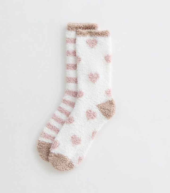 Pink Pack of 2 Heart And Stripe Textured Socks | New Look