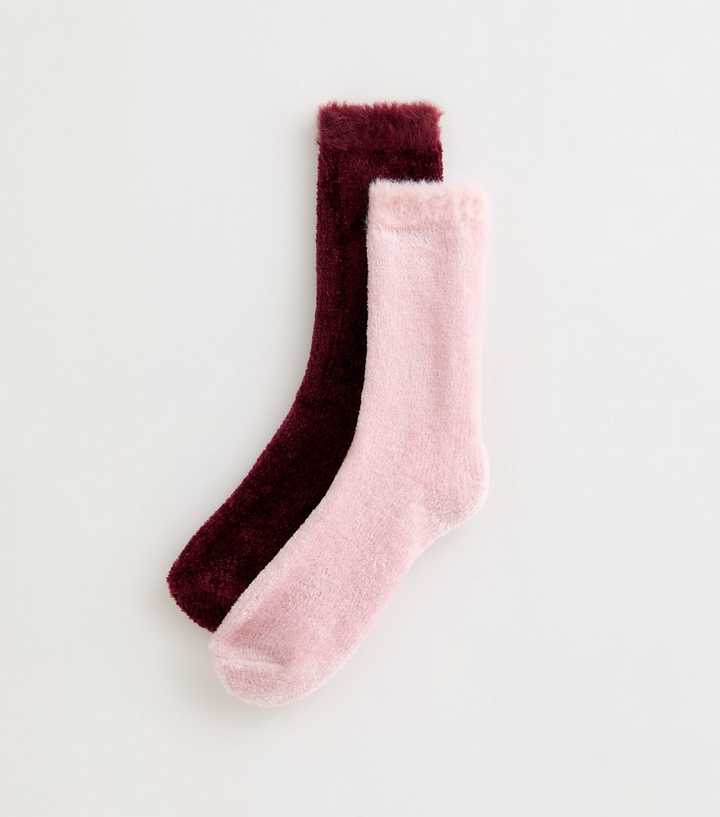 Pack of 2 Pink Chenille Socks | New Look