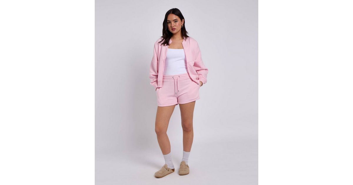 Urban Bliss Pink Zipped Bomber and Shorts Set | New Look