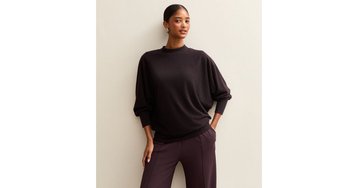 Dark Purple Soft Touch Batwing Jumper | New Look