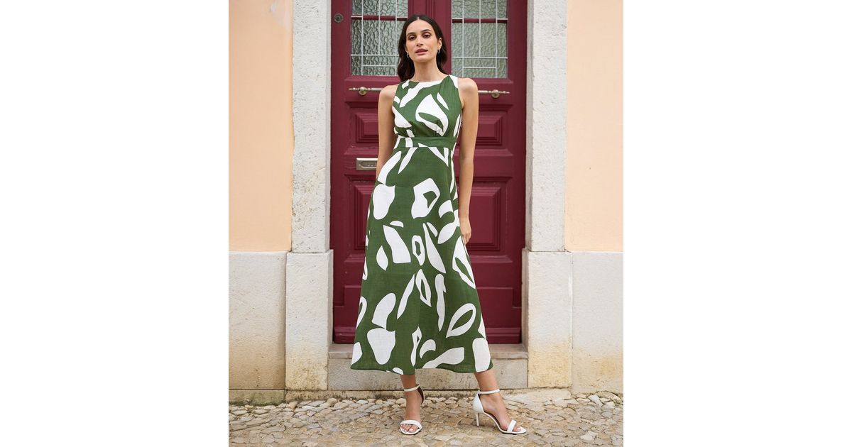 Yumi Green Abstract Print Maxi Dress | New Look