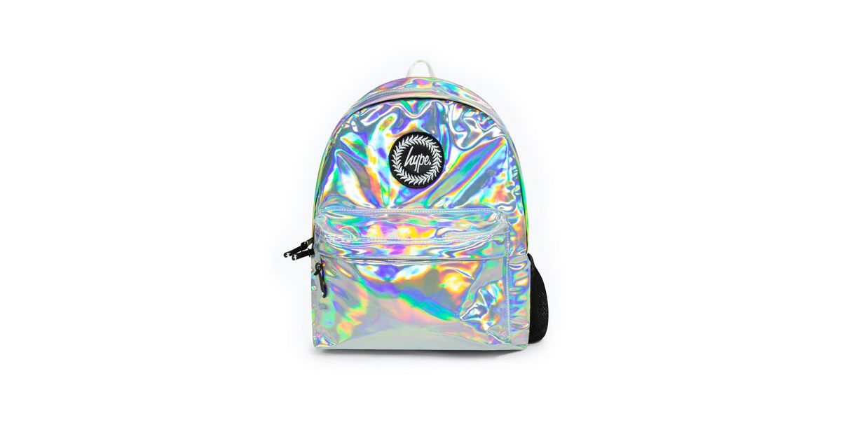 Hype Silver Iconic Holo Backpack | New Look