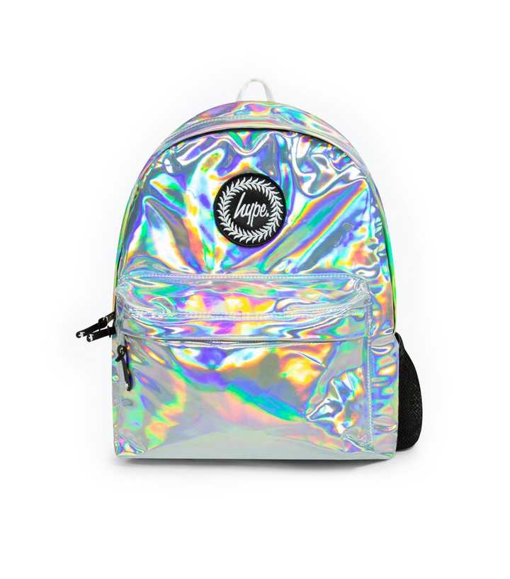 Hype Silver Iconic Holo Backpack | New Look
