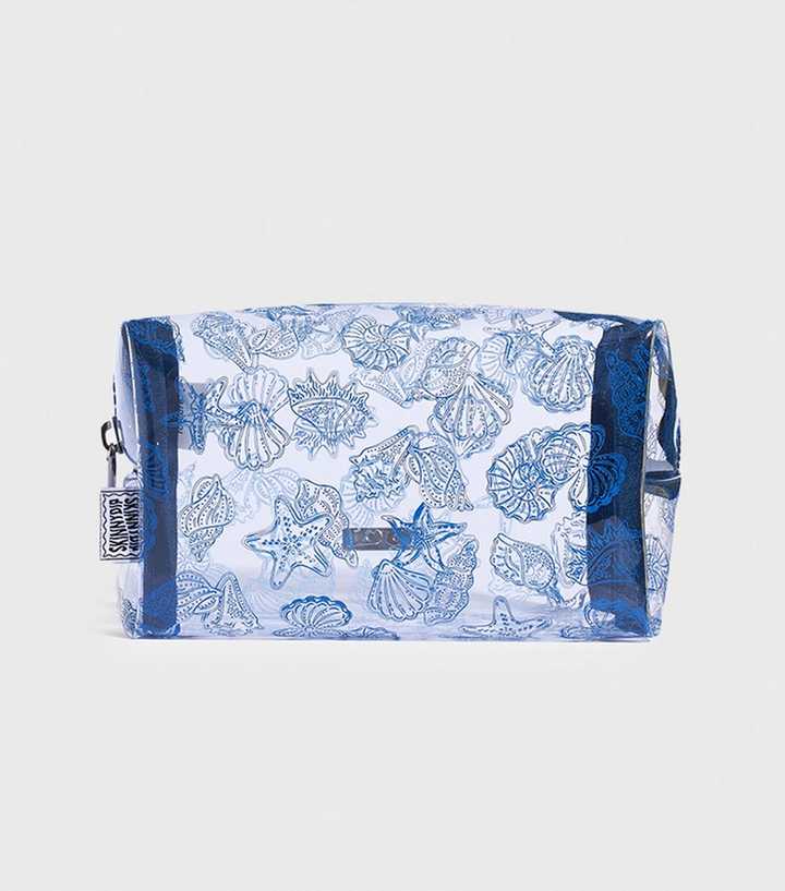 Skinnydip Light Blue Sea Shells Makeup Bag | New Look