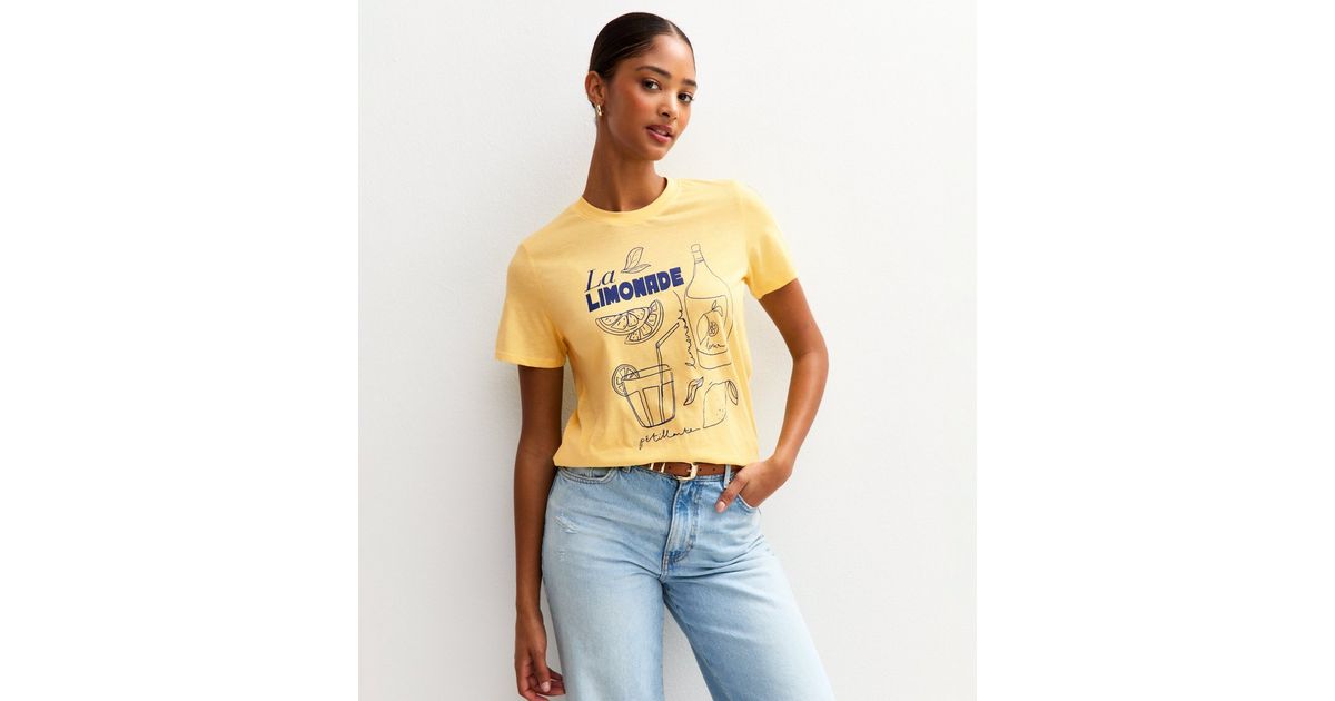 Yellow Lemonade Print T-Shirt | New Look