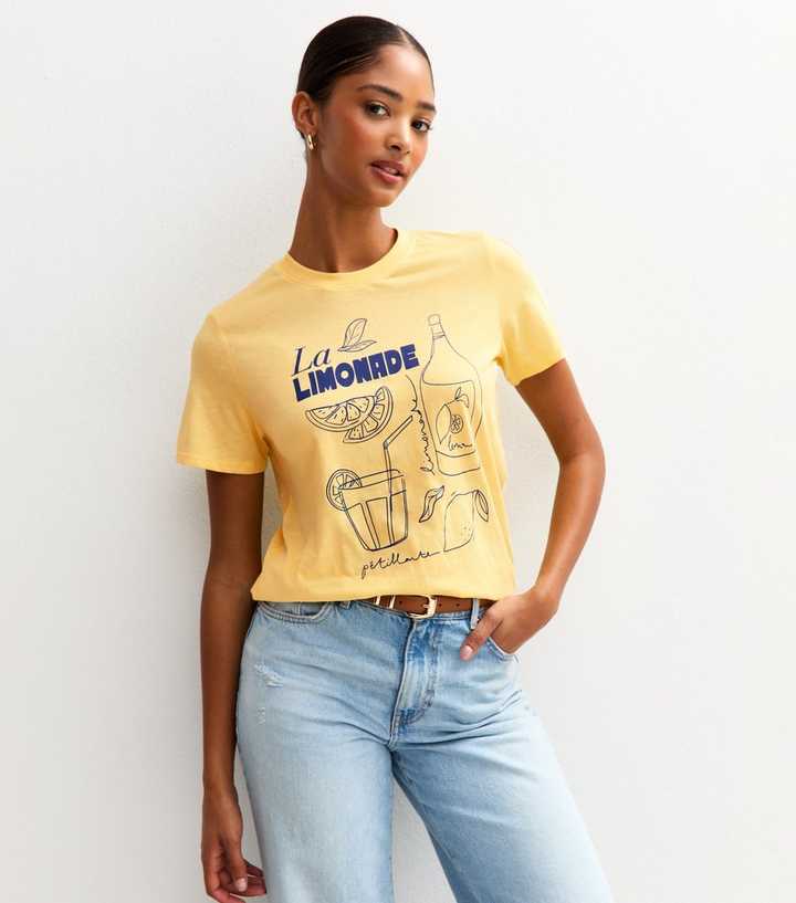 Yellow Lemonade Print T-Shirt | New Look