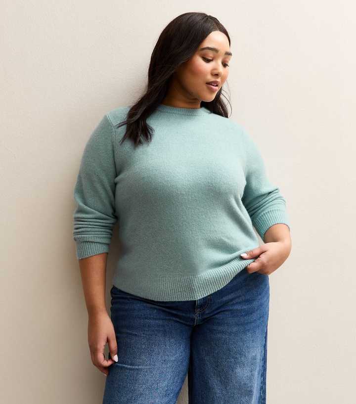 Curves Light Blue Crew Neck Jumper | New Look