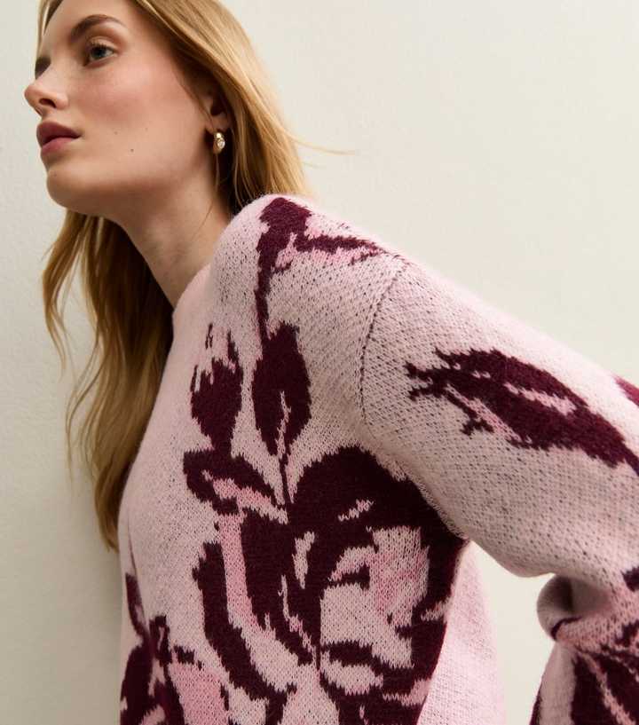 Pink Floral Pattern Midweight Jumper | New Look