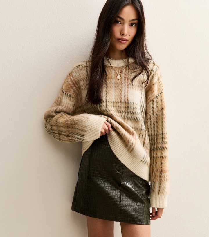 Cream Check Brushed Jumper | New Look
