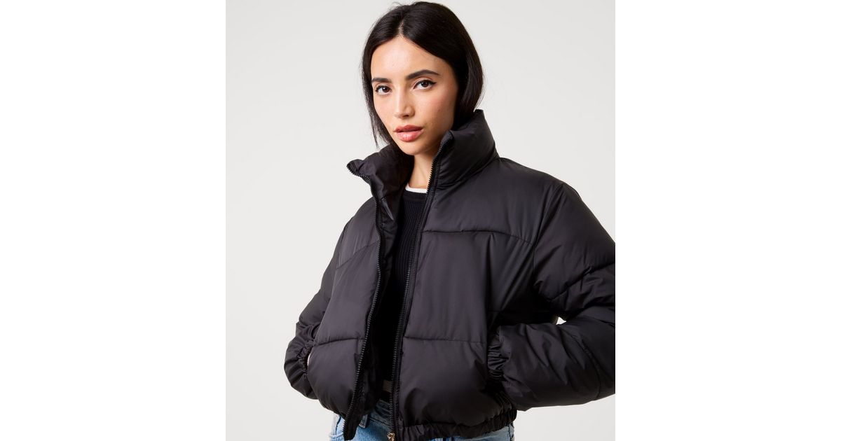 Pink Vanilla Black Tiered Puffer Jacket | New Look