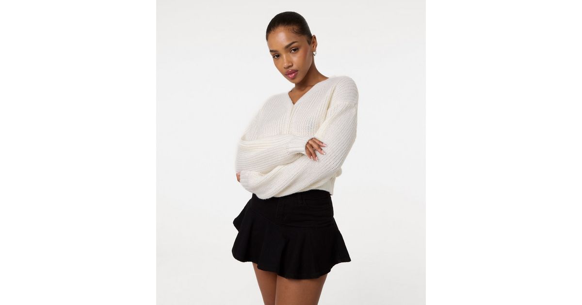 Pink Vanilla Off White Cropped Button Up Cardigan | New Look
