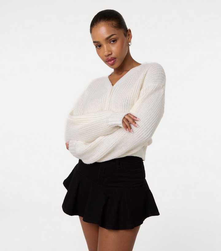 Pink Vanilla Off White Cropped Button Up Cardigan | New Look