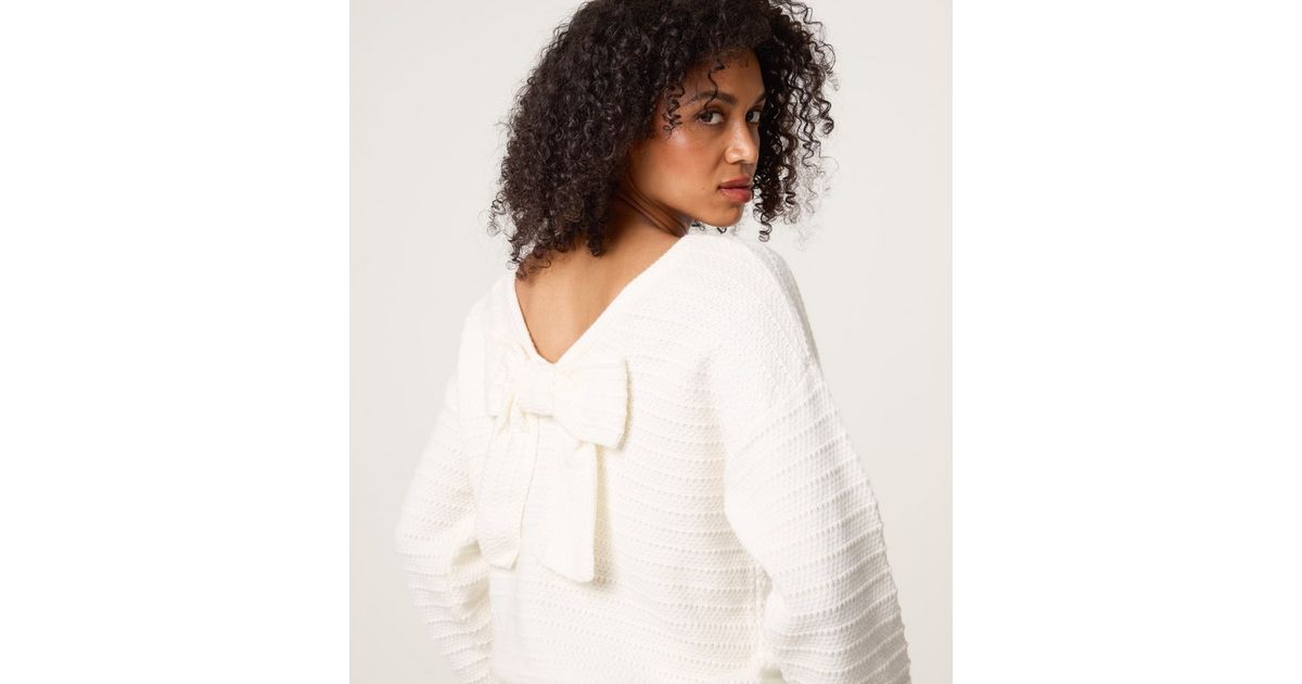 Blue Vanilla Off White Bow Back Jumper | New Look