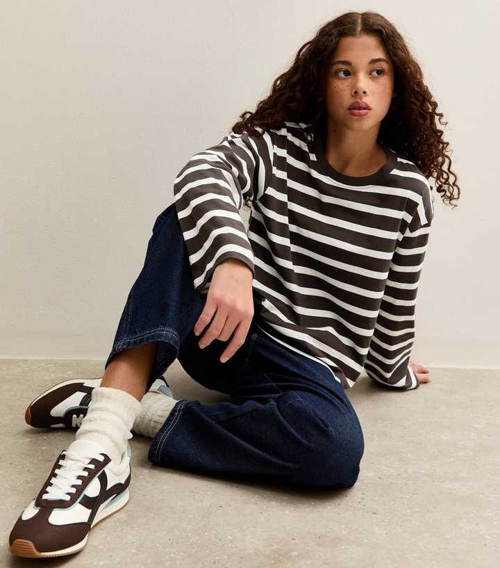 Girls Brown Cotton Striped Long Sleeve Top | New Look