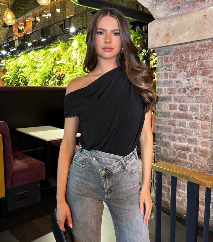 AX Paris Black Draped Off the Shoulder Bodysuit | New Look