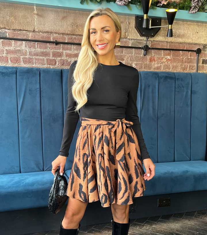 AX Paris Black Printed Skirt 2 in 1 Mini Dress | New Look