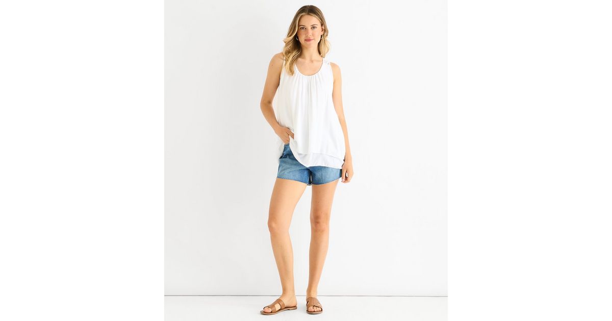 Gini London White Crochet Panel Double Layer Top | New Look