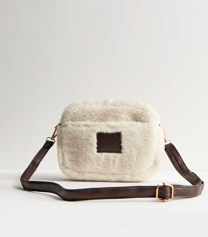 Off White Faux Fur Camera Bag | New Look