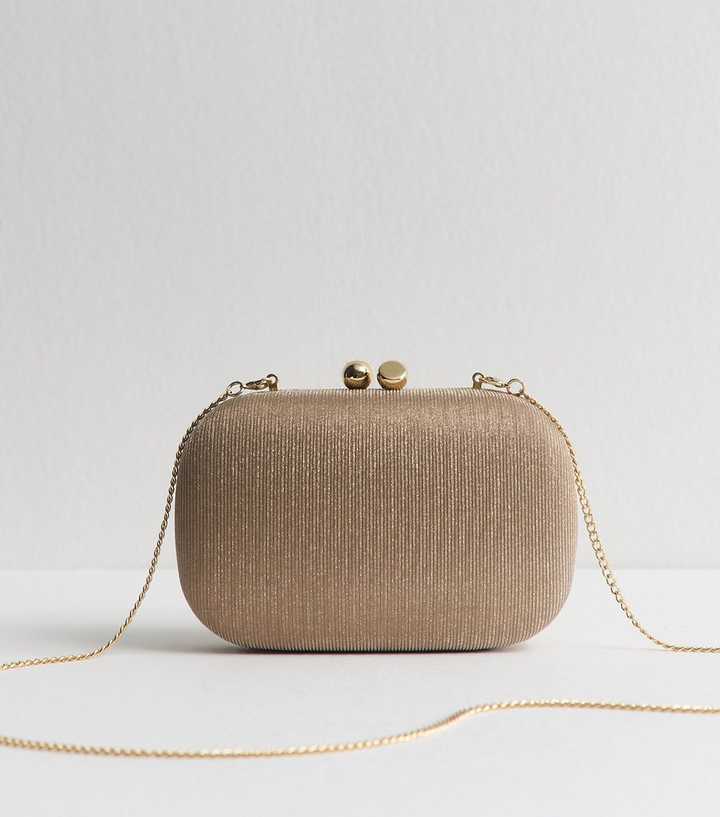 Gold Textured Box Clutch Bag | New Look