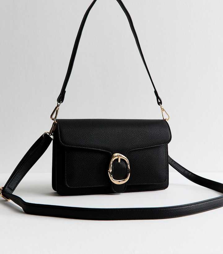 Black Buckle Flap Shoulder Bag | New Look