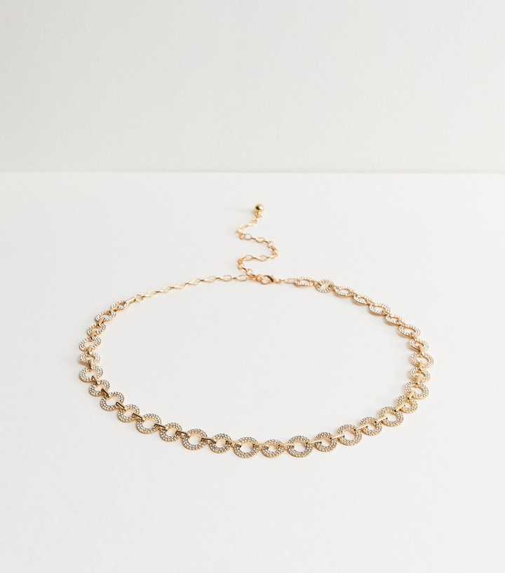 Gold Tone Diamante Chain Belt | New Look