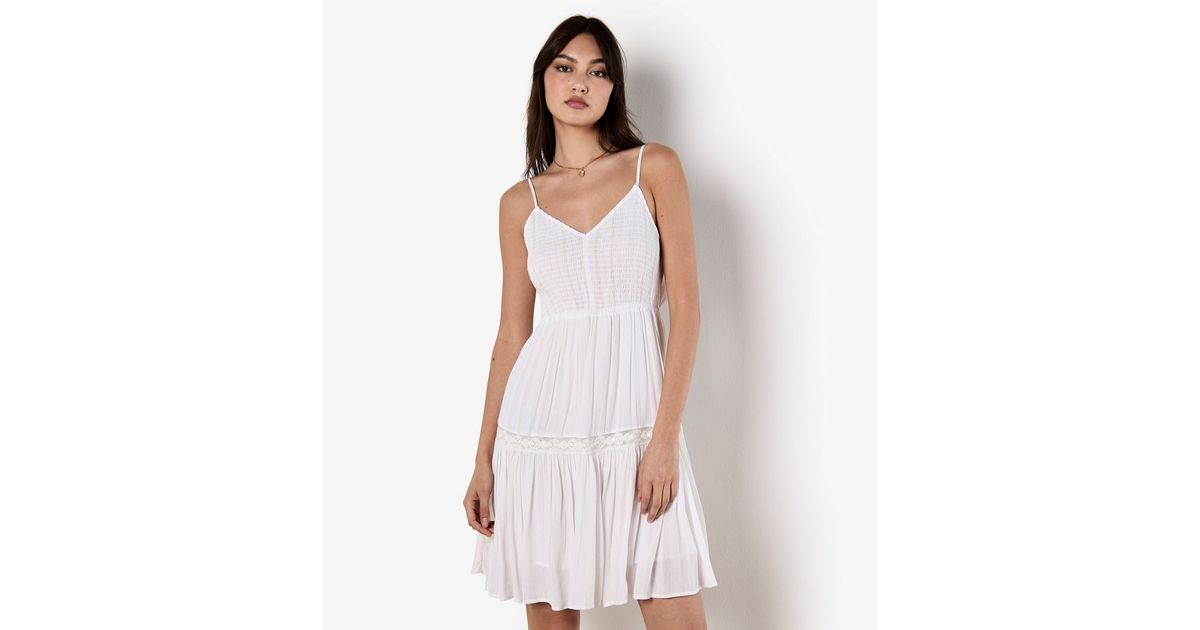 Apricot White Metallic Stripe Bow Back Dress | New Look