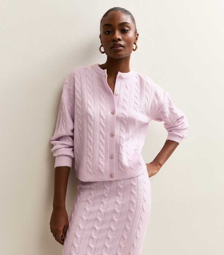 Lilac Cable Knit Cardigan | New Look