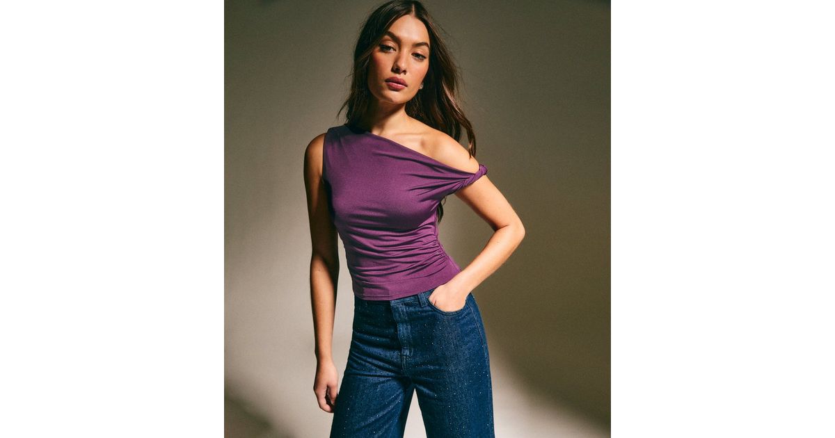 Dark Purple Off The Shoulder Top | New Look