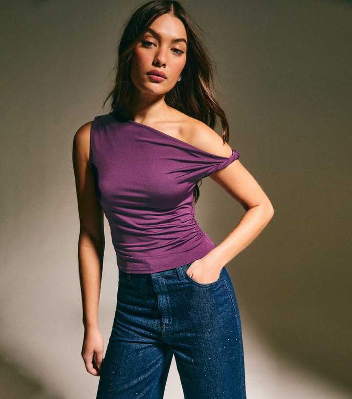 Dark Purple Off The Shoulder Top | New Look