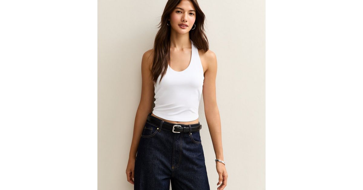 White Halterneck Jersey Top | New Look