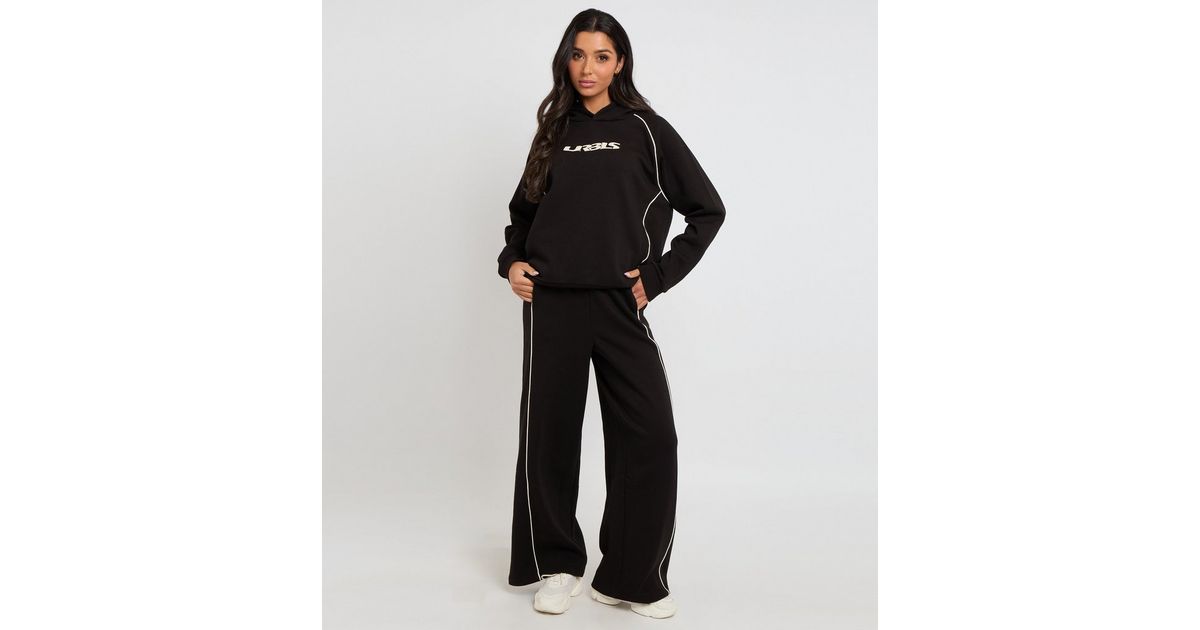 Urban Bliss Black Piped Wide Leg Joggers | New Look