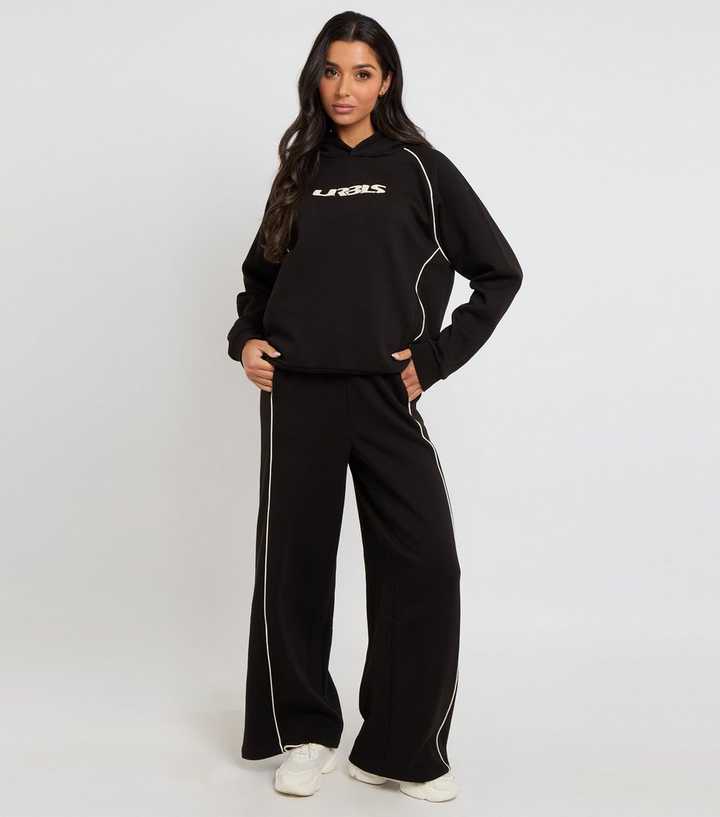 Urban Bliss Black Piped Wide Leg Joggers | New Look