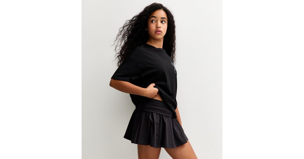 Girls Black Folded Waist Gathered Skort | New Look