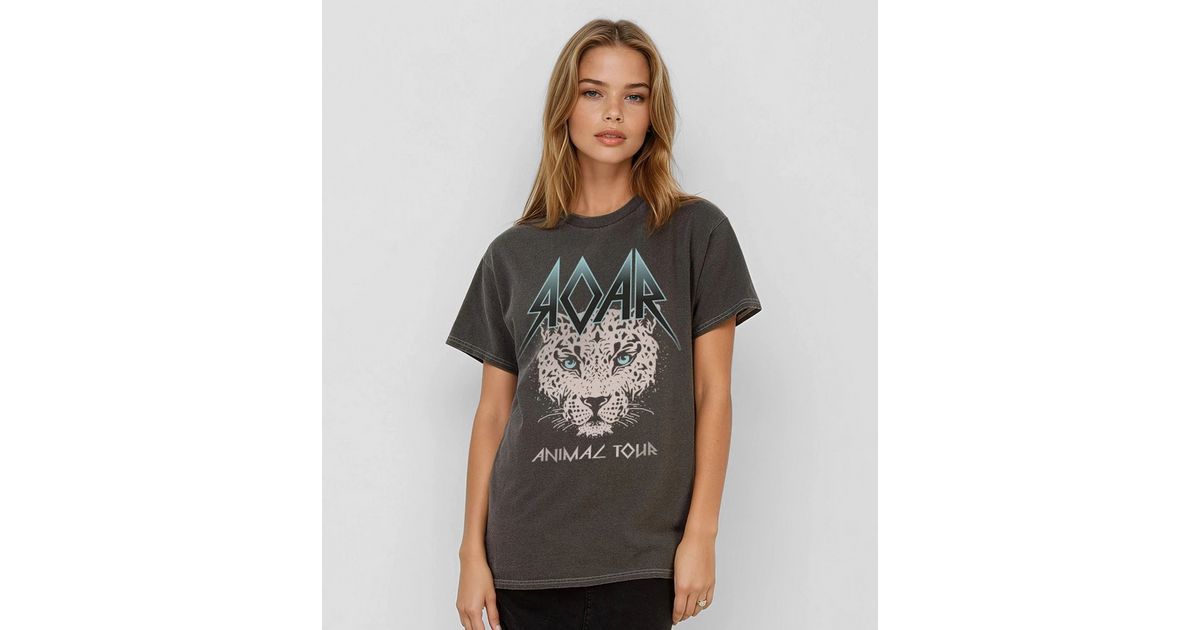 Brands In Dark Grey Roar Leopard Print T-Shirt | New Look