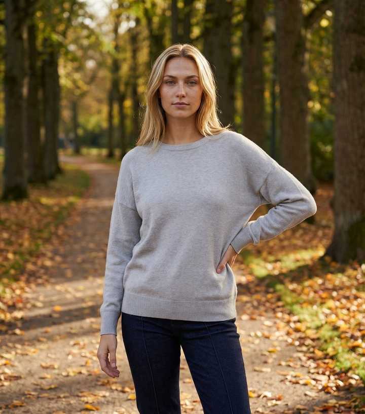 Blue Vanilla Light Grey Relaxed Crew Neck Jumper | New Look