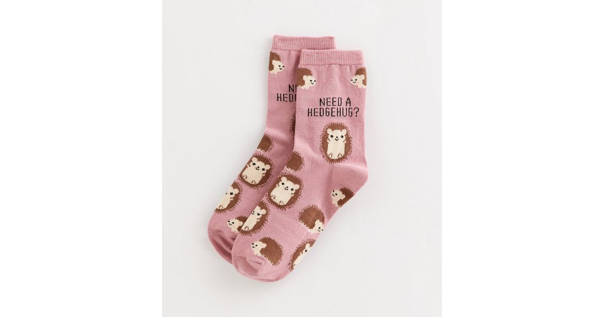 Pink Need A Hedgehug Patterned Ankle Socks | New Look