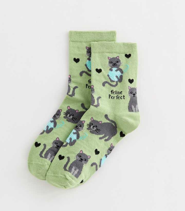 Green Feline Perfect Socks | New Look