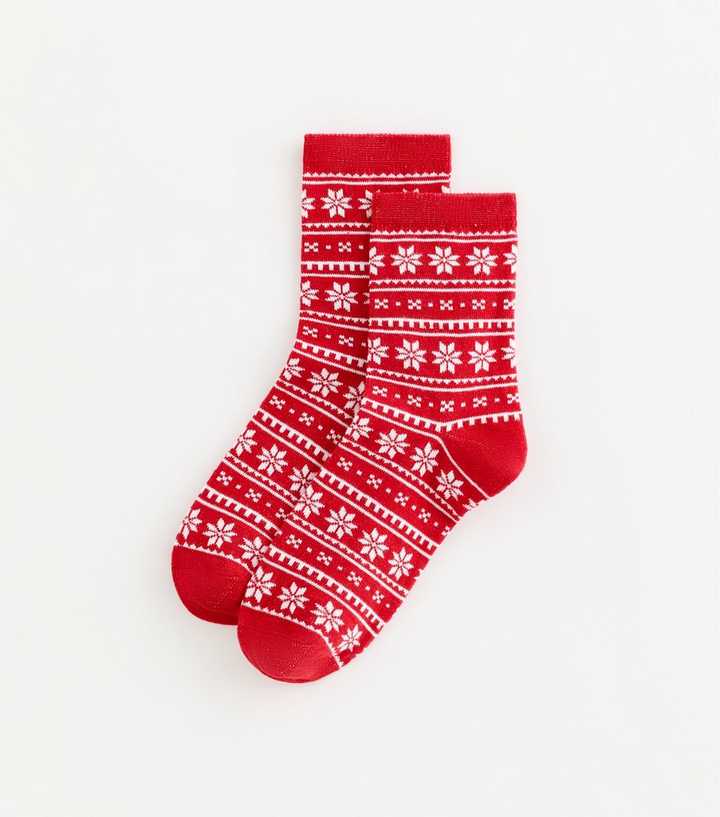 Red Christmas Fairisle Socks | New Look
