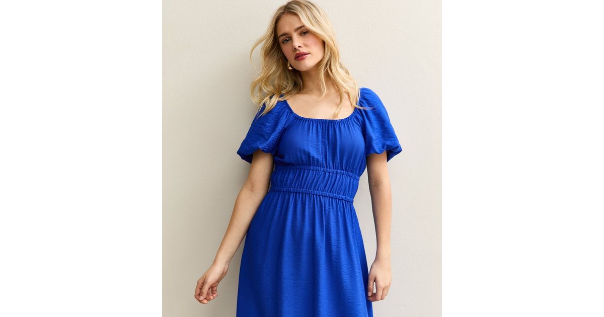 Bright Blue Milkmaid Midi Dress | New Look
